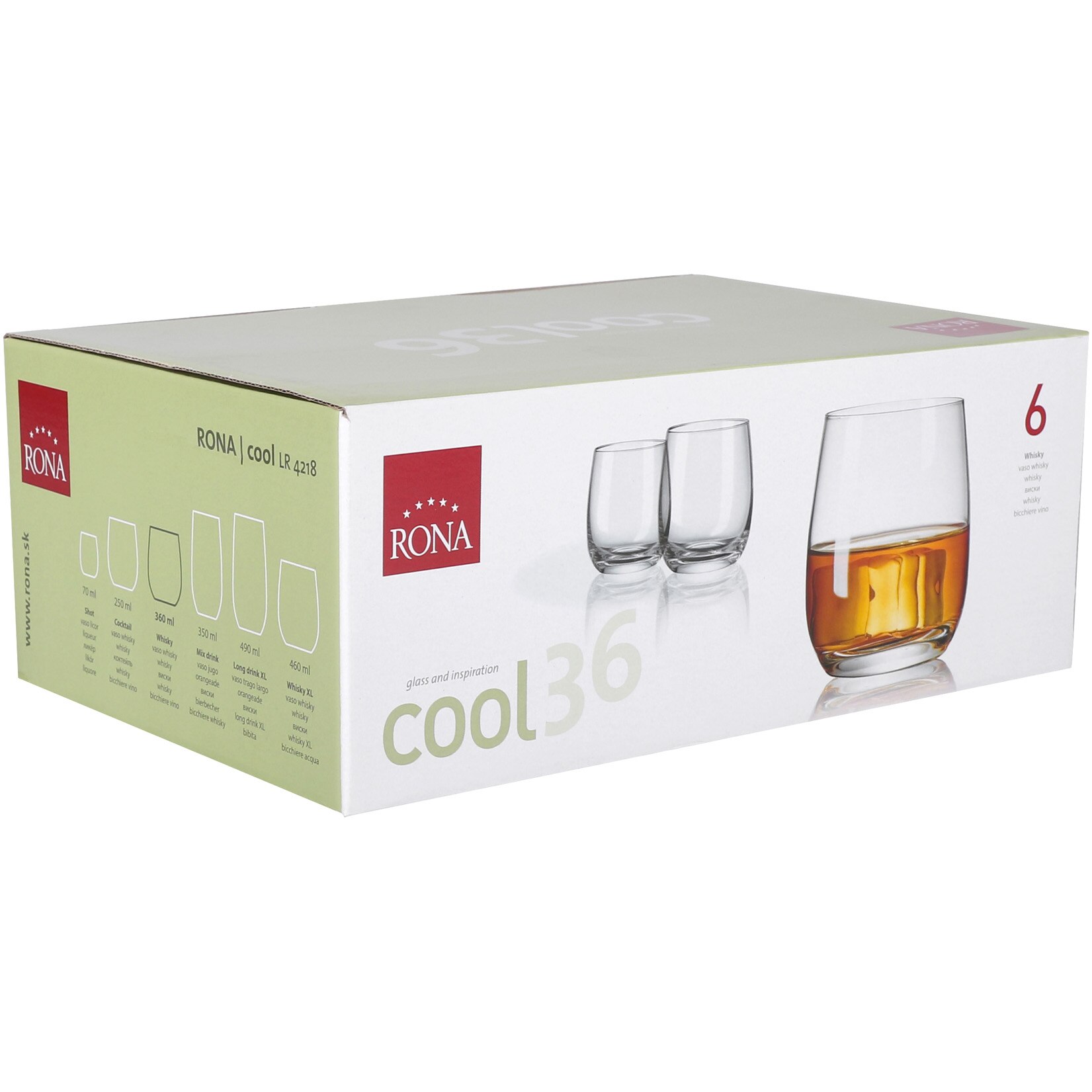 Set 6 pahare whisky RONA Cool, cristalin, 360 ml - eMAG.ro