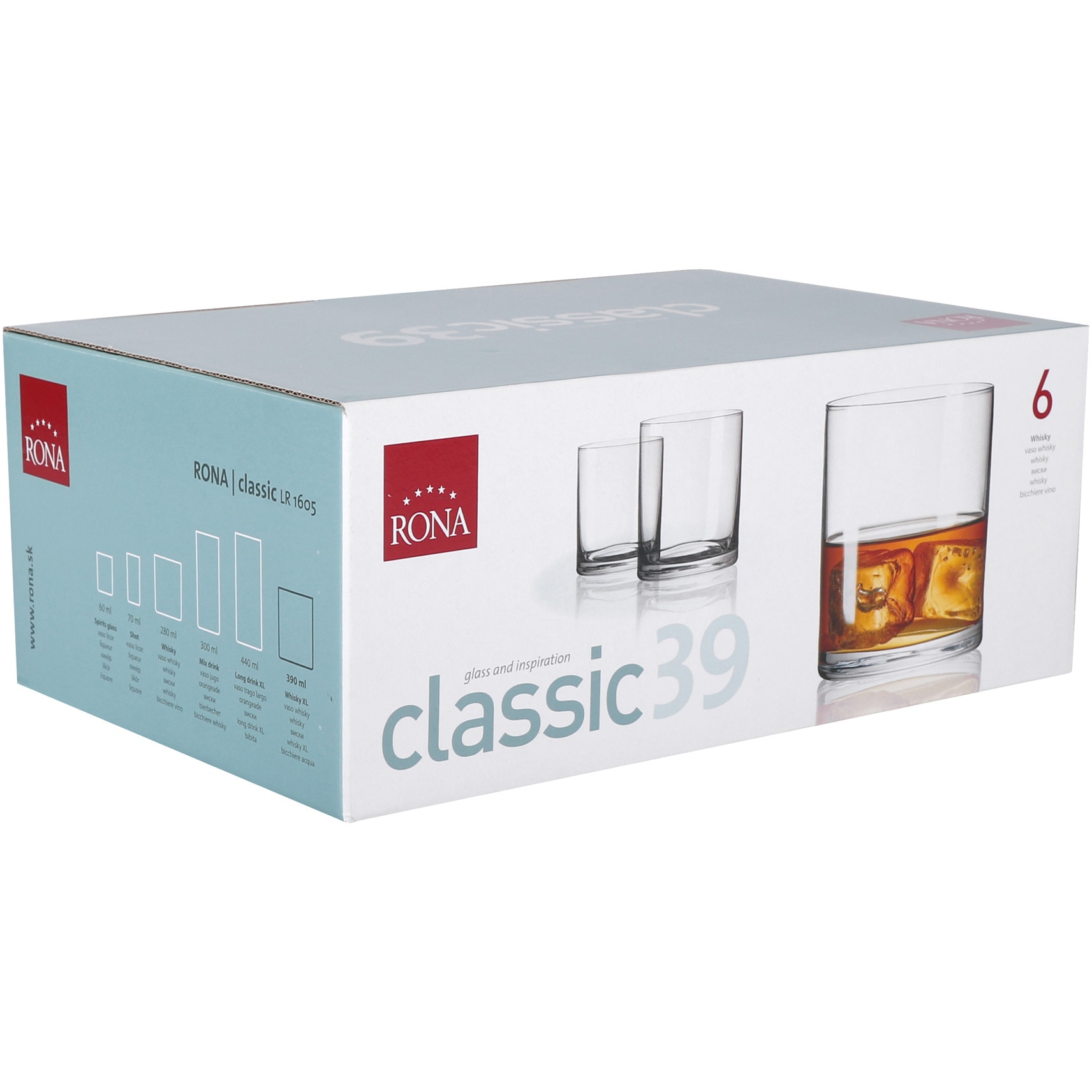 Set 6 pahare whisky RONA Classic, cristalin, 390 ml - eMAG.ro