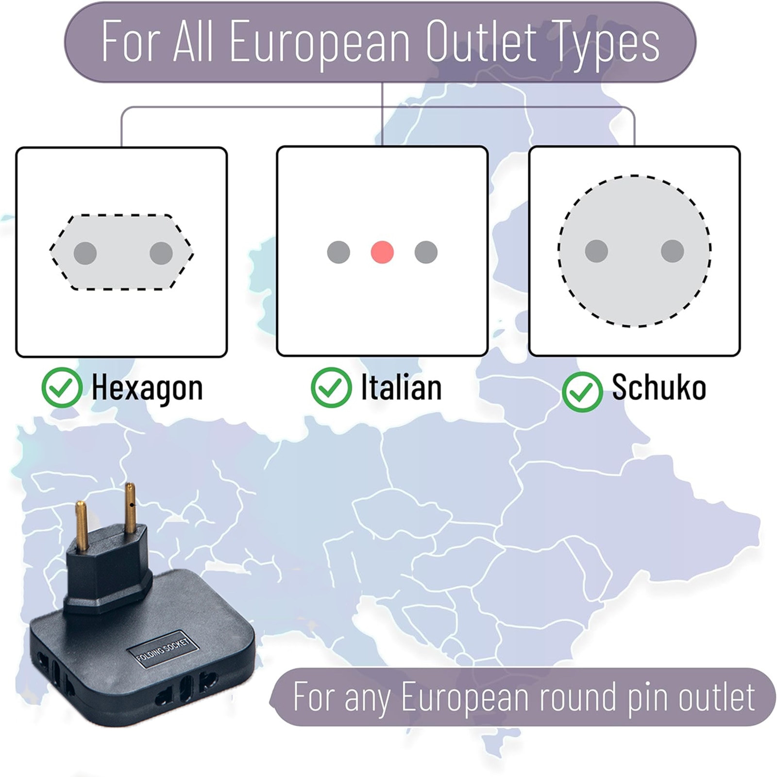 Set 3 adaptor, SINBINTA, Triplu stecher priza, Cu rotire180°, 2400W ...