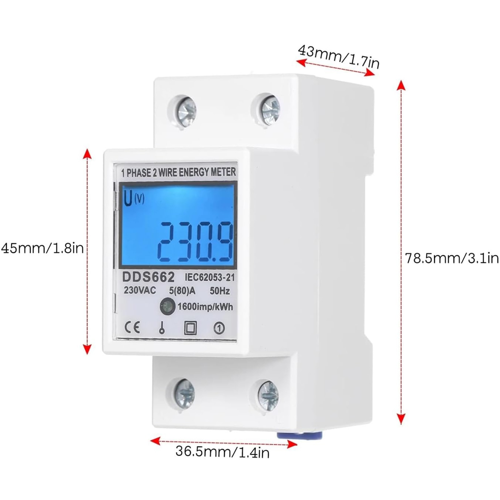 Contor monofazat de energie electrica, SINBINTA, 230V AC 50Hz, 5(80)A ...