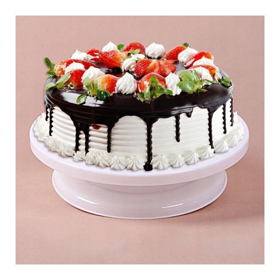 Platou rotativ, Zola, pentru ornare tort, din plastic, 27.5x7 cm, alb ...