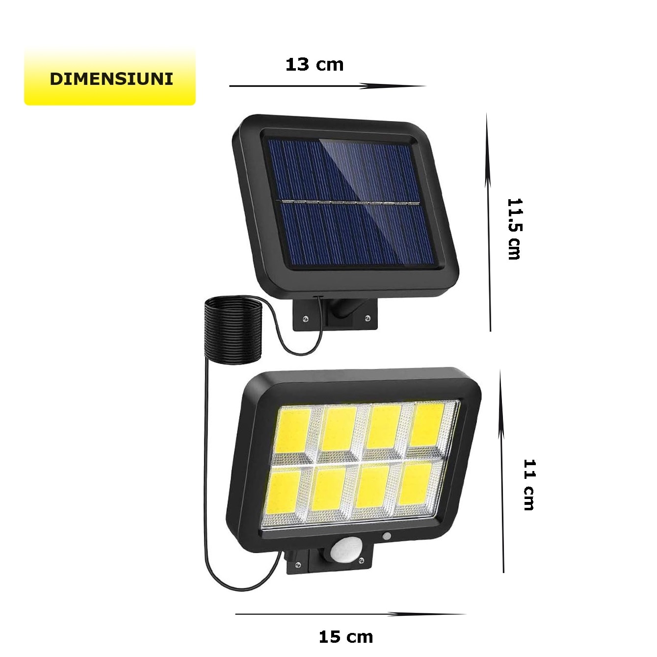 Proiector Solar SIKS De Perete Cu 160 LEDuri COB Cu Conectare Portabila ...