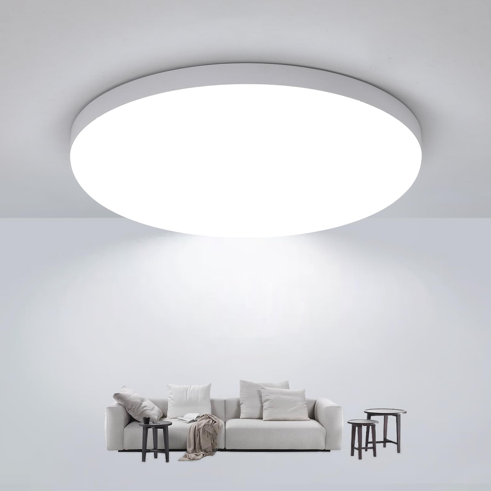 Plafoniera Cu Led, Goeco, 25 cm Rotund, 3000k Cald, 32w 220v, Alb - eMAG.ro