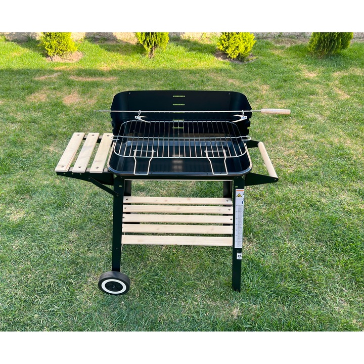 Gratar pe carbuni din otel pentru gradina sau champing, roti, etajera ...