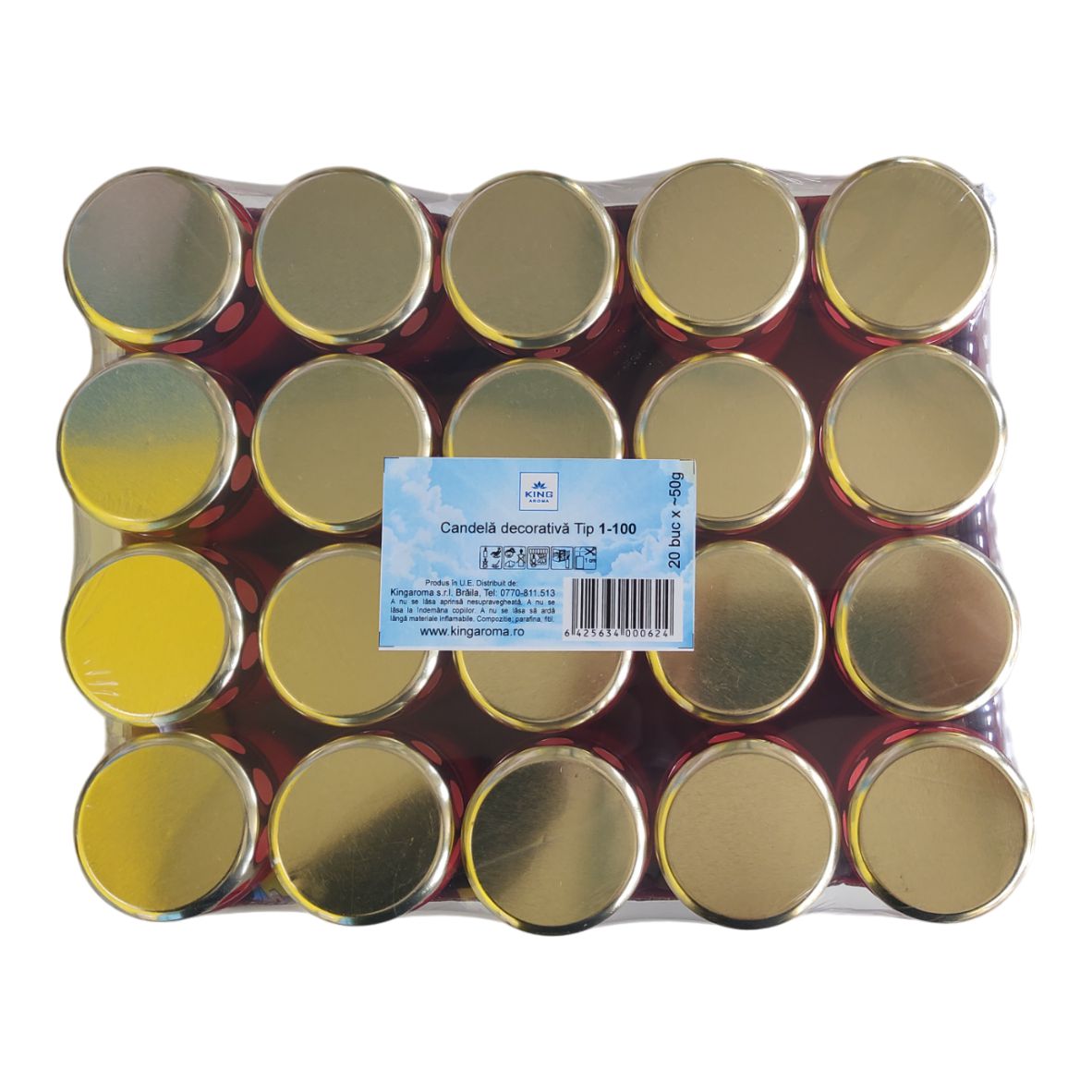 Set 20 bucati Candele cu capac, Tip 1-100 rosu, 20 ore, Kingaroma - eMAG.ro