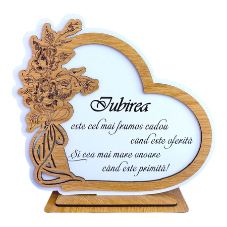 Decoratiune tablou inima personalizata cu mesaj standard pentru fini ...