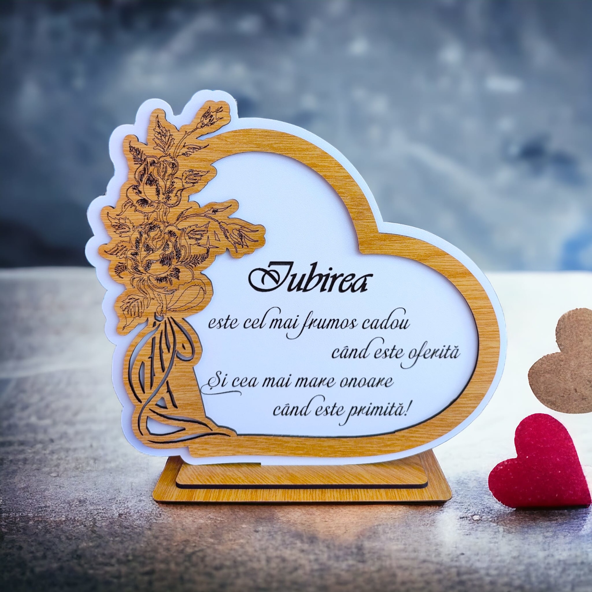 Decoratiune tablou inima personalizata cu mesaj standard pentru fini ...