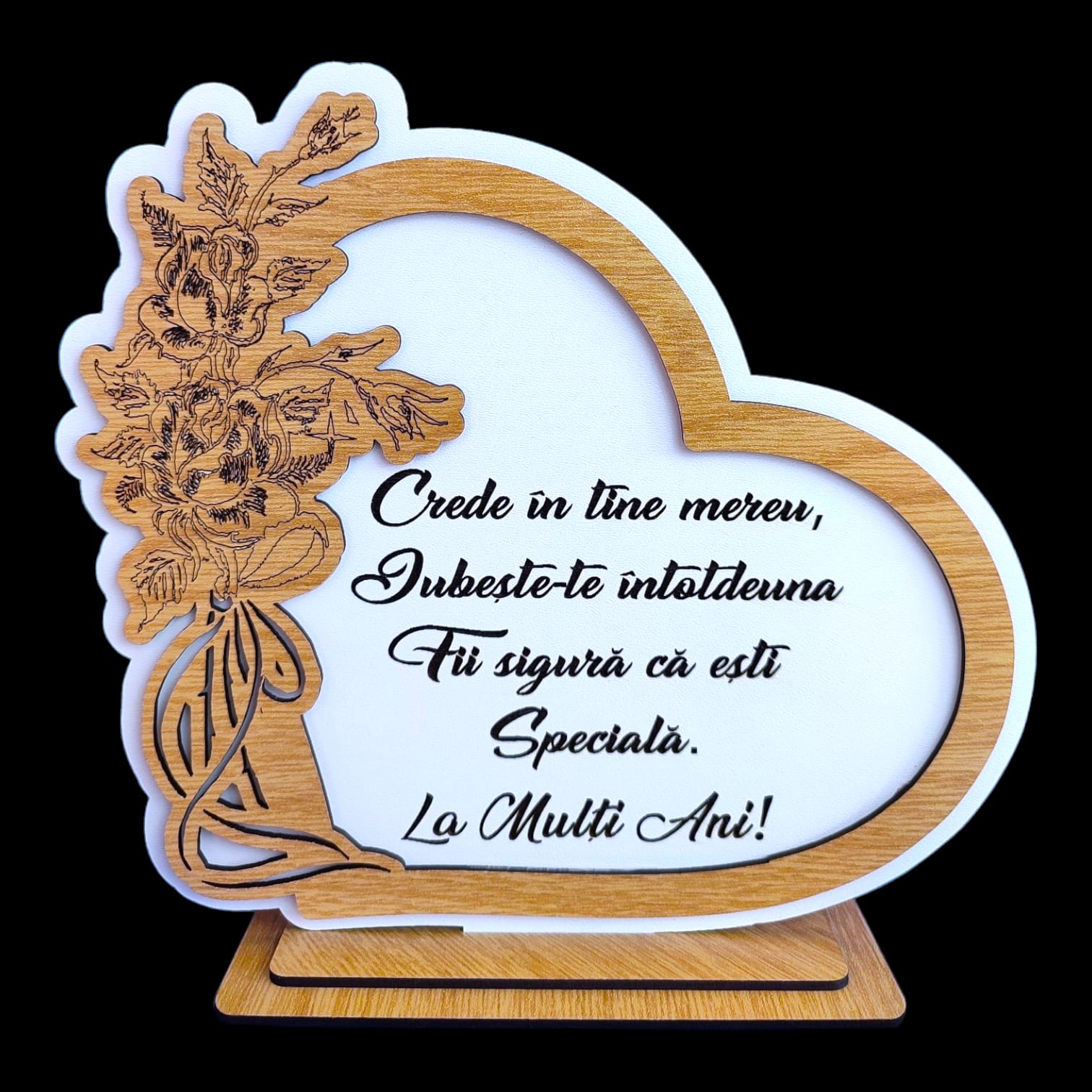 Decoratiune tablou inima personalizata cu mesaj standard pentru fini ...