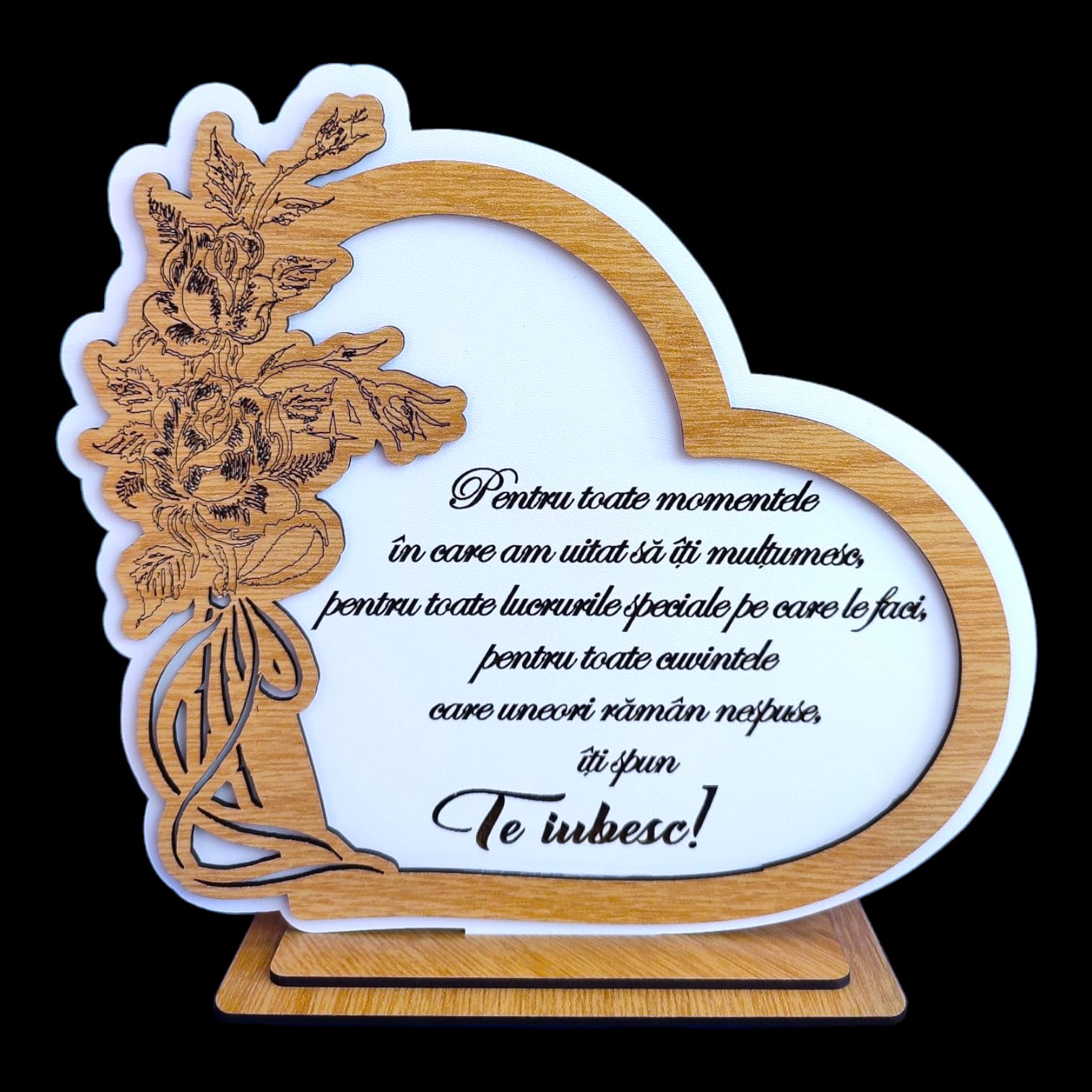 Decoratiune tablou inima personalizata cu mesaj standard pentru familie ...