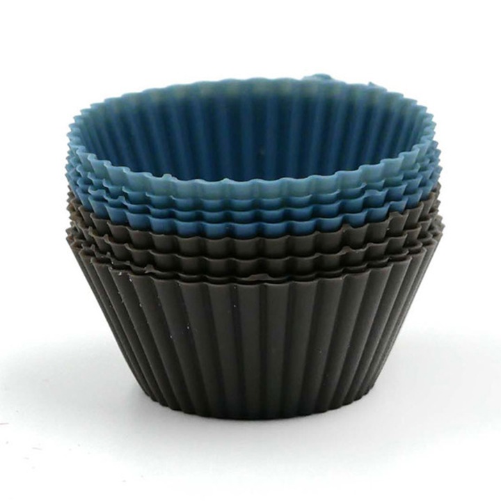 Forma de copt pentru briose, Cucine, silicon, 8 buc, 2 culori, 7x3 cm ...