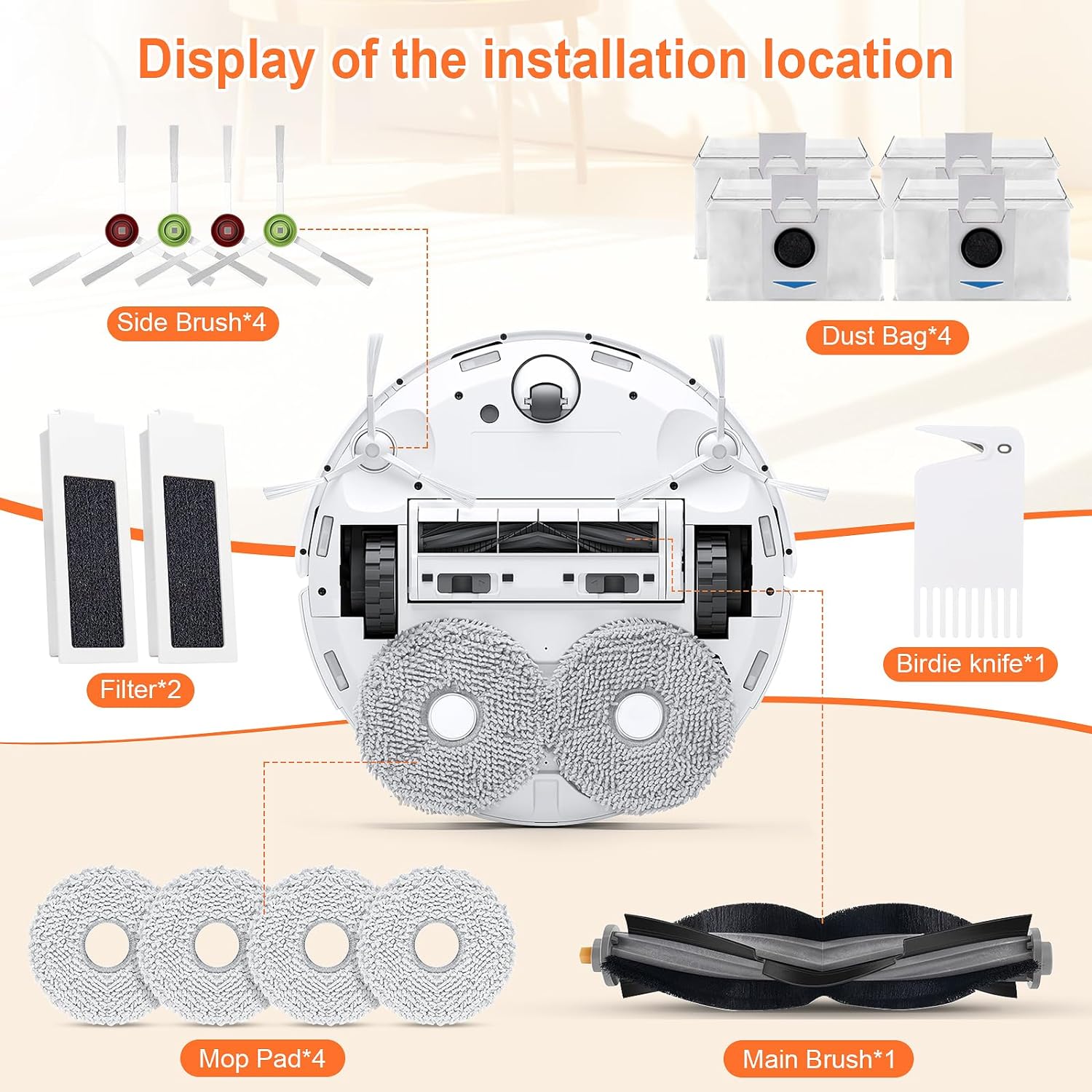 Комплект аксесоари за прахосмукачка, съвместим с Ecovacs Deebot T20 ...