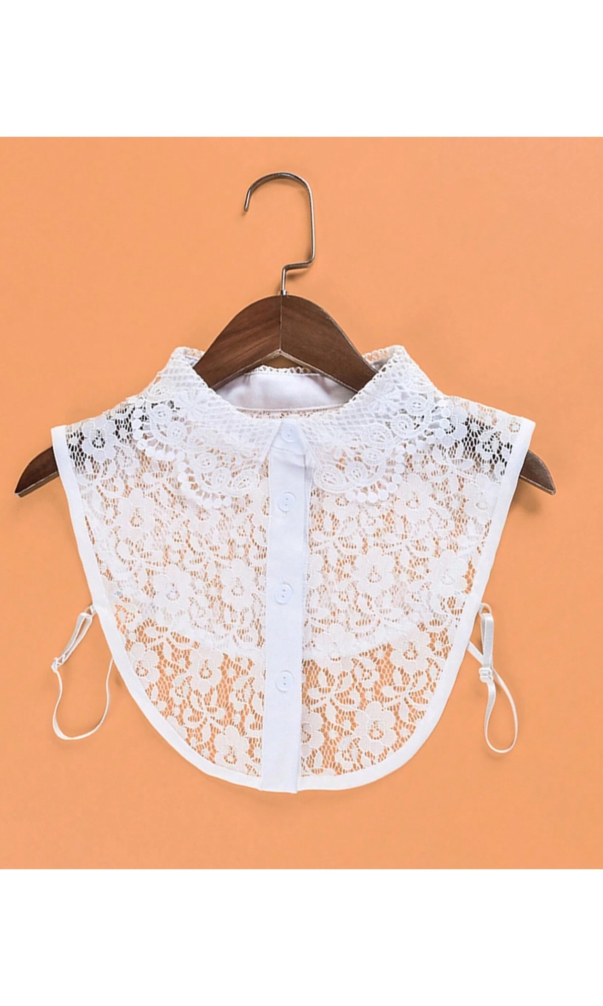 Guler de camasa detasabil, din dantela, alb, cu bretele, marime ...