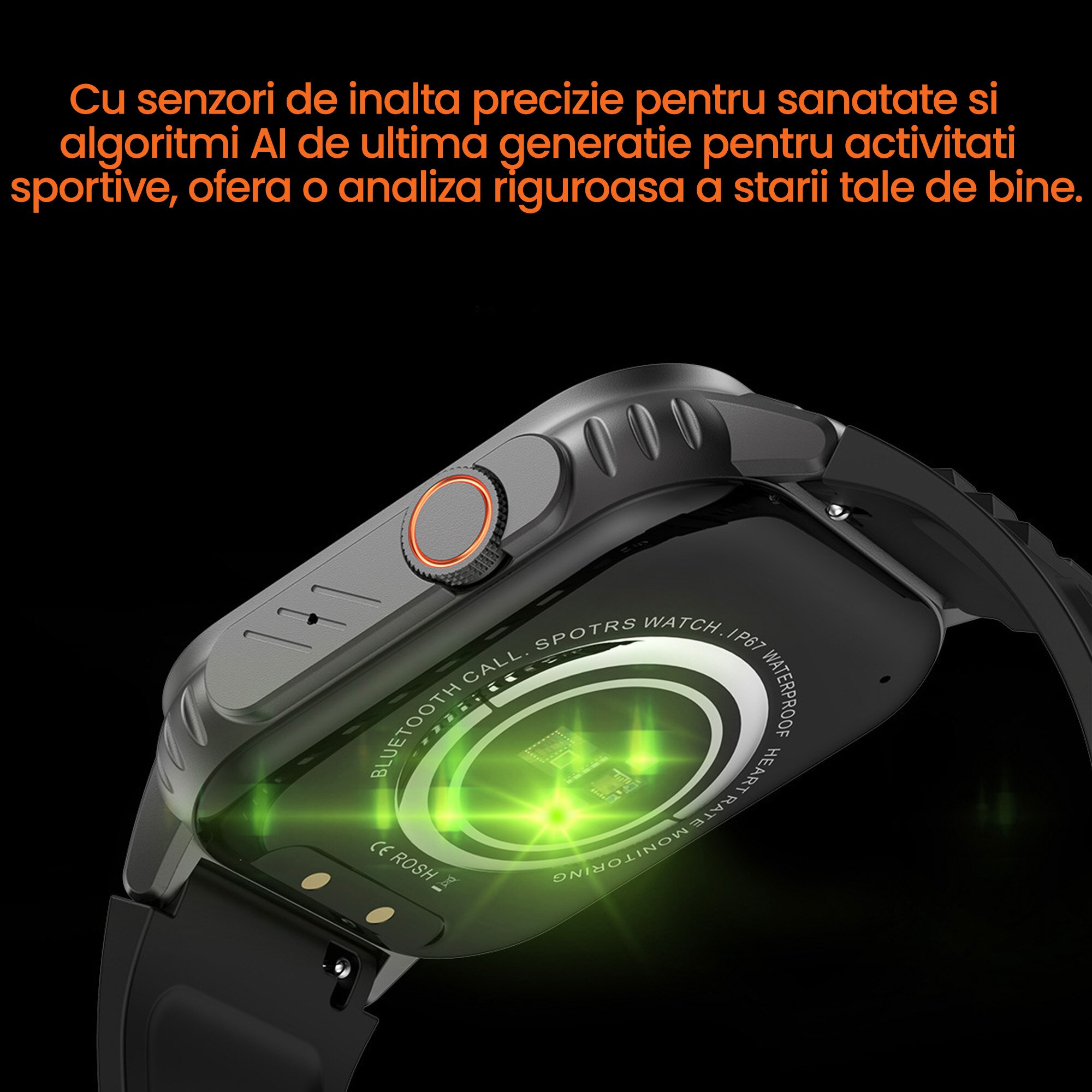 Ceas smartwatch, Inteligent cu Multiple functii fitness, Monitorizare ...