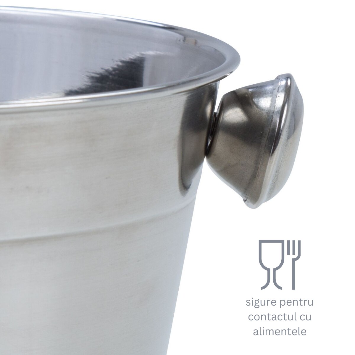 Mini Frapiera pentru Gheata cu Cleste, Metal, Argintiu, Ø12.5x12cm ...