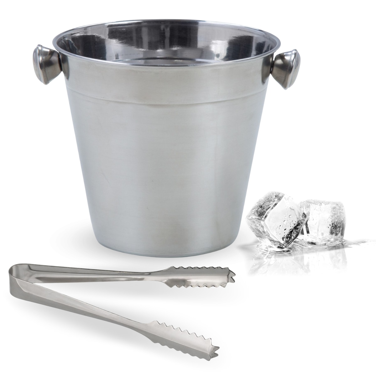 Mini Frapiera pentru Gheata cu Cleste, Metal, Argintiu, Ø12.5x12cm ...