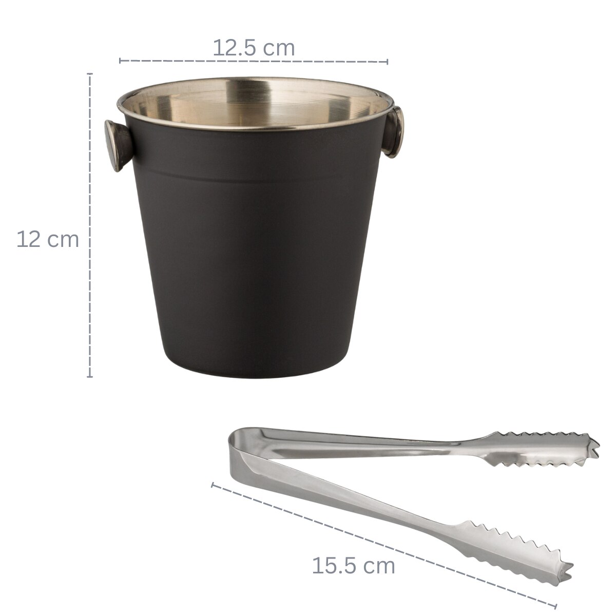 Mini Frapiera pentru Gheata cu Cleste, Metal, Negru Mat, Ø12.5x12cm ...