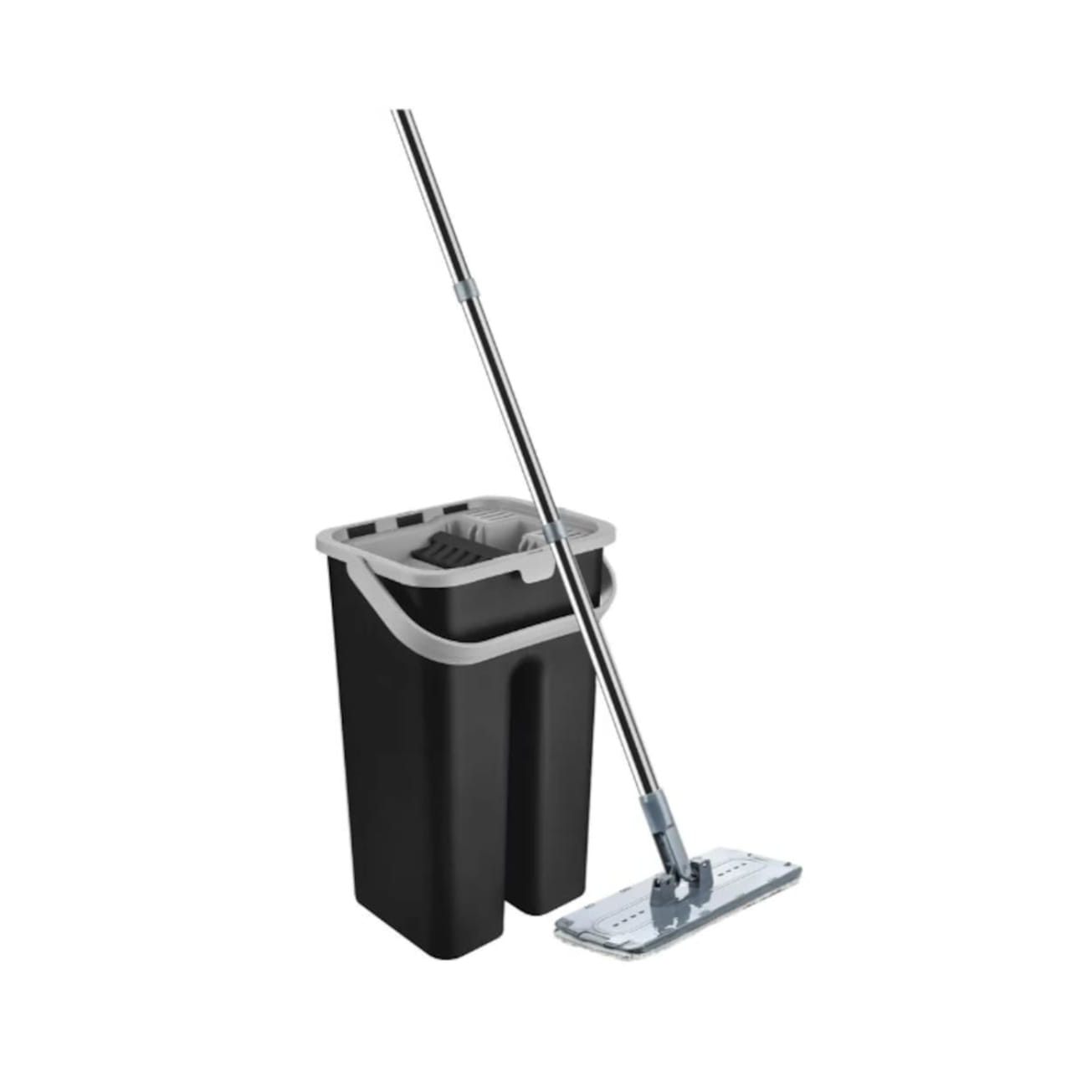 Mop plat cu galeata, doua compartimente, negru 38x21x19 cm 8 litri ...