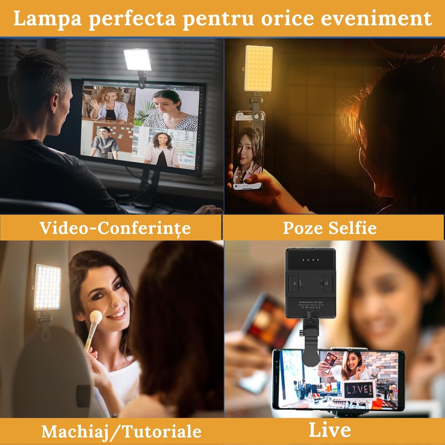 Lampa Led Light RGB Manifestact™ Lumina Perfecta pentru Poze Video, 80 ...