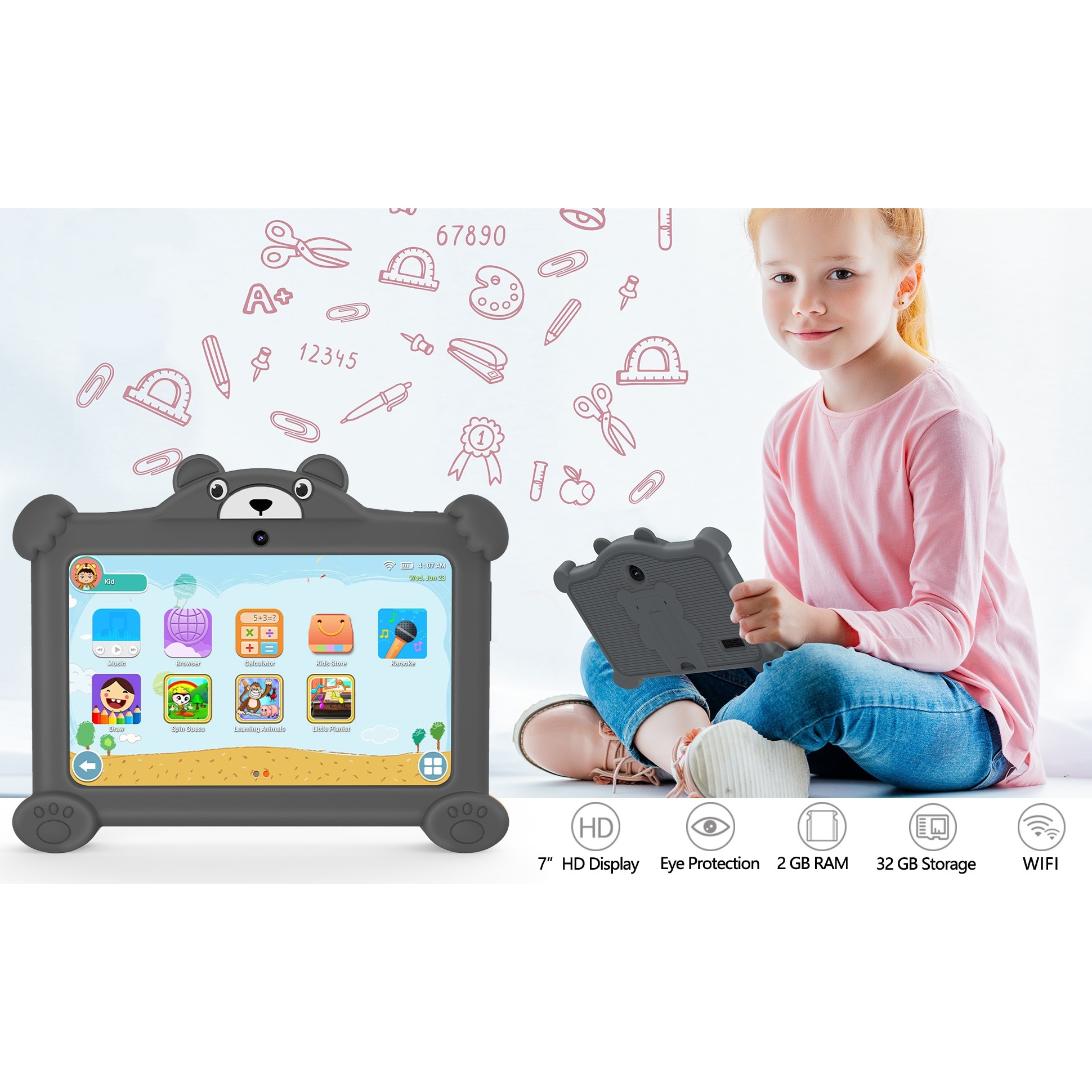 Tableta pentru copii, ILIKE, 7", Android 11, 2 GB RAM, 32 GB ROM, HD ...