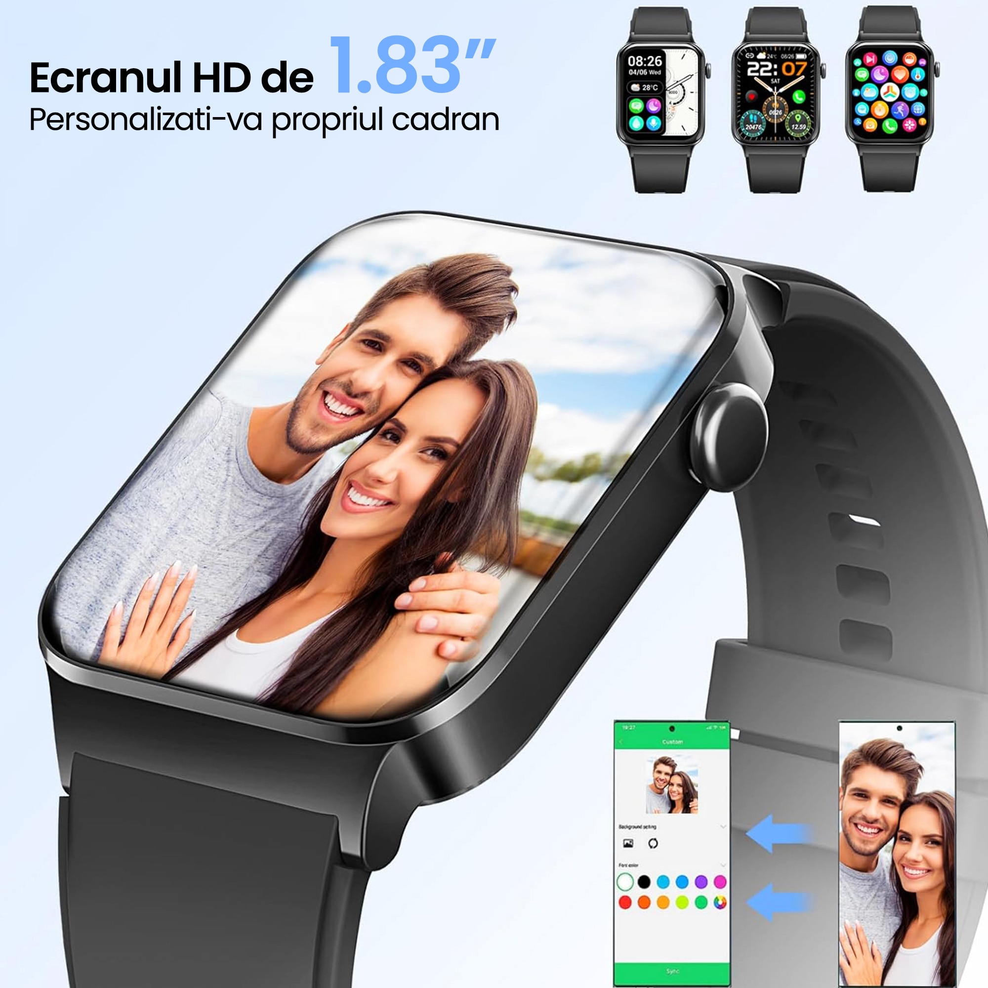 Ceas smartwatch, Inteligent cu Multiple functii fitness, Monitorizare ...