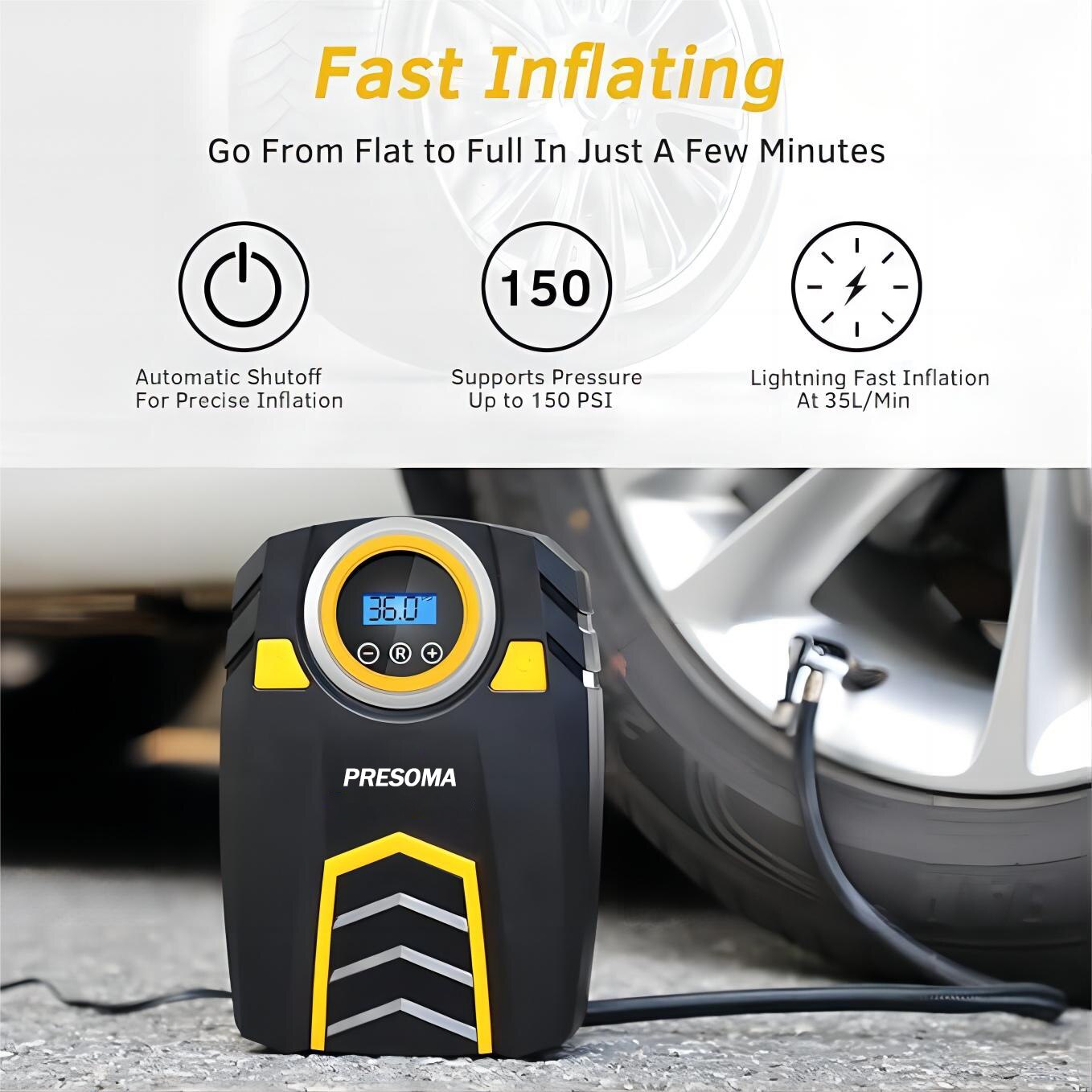 Compresor auto digital 3 in 1, lumina LED, 12V, maxim 10 bar / 150 PSI ...