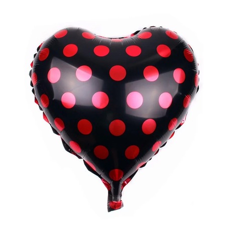 Balon in forma de inimioara cu buline, 45 cm, Negru cu buline rosii ...