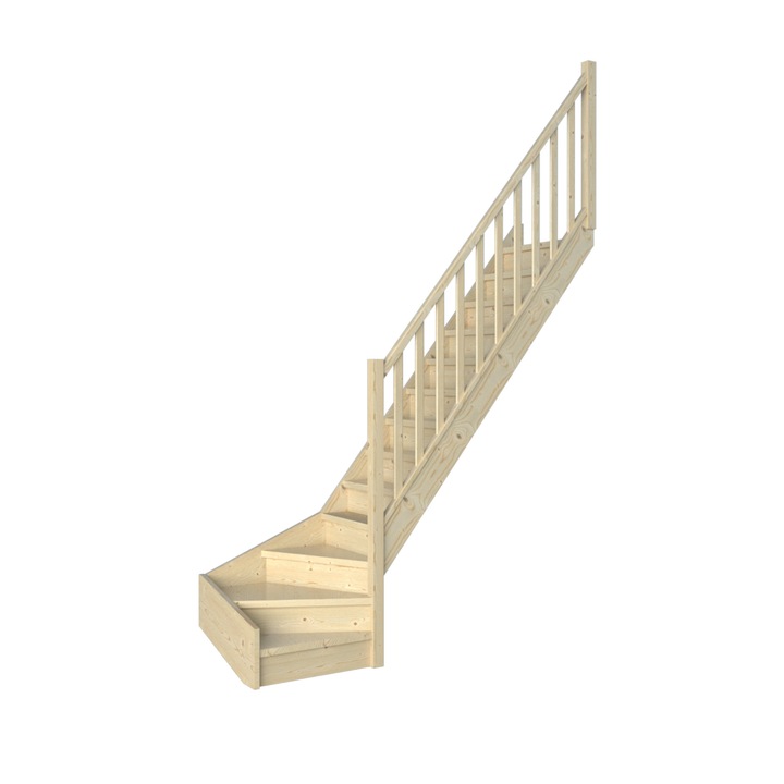 Scara de interior Casablanca, din brad, scara cu turnanta dreapta, cu ...