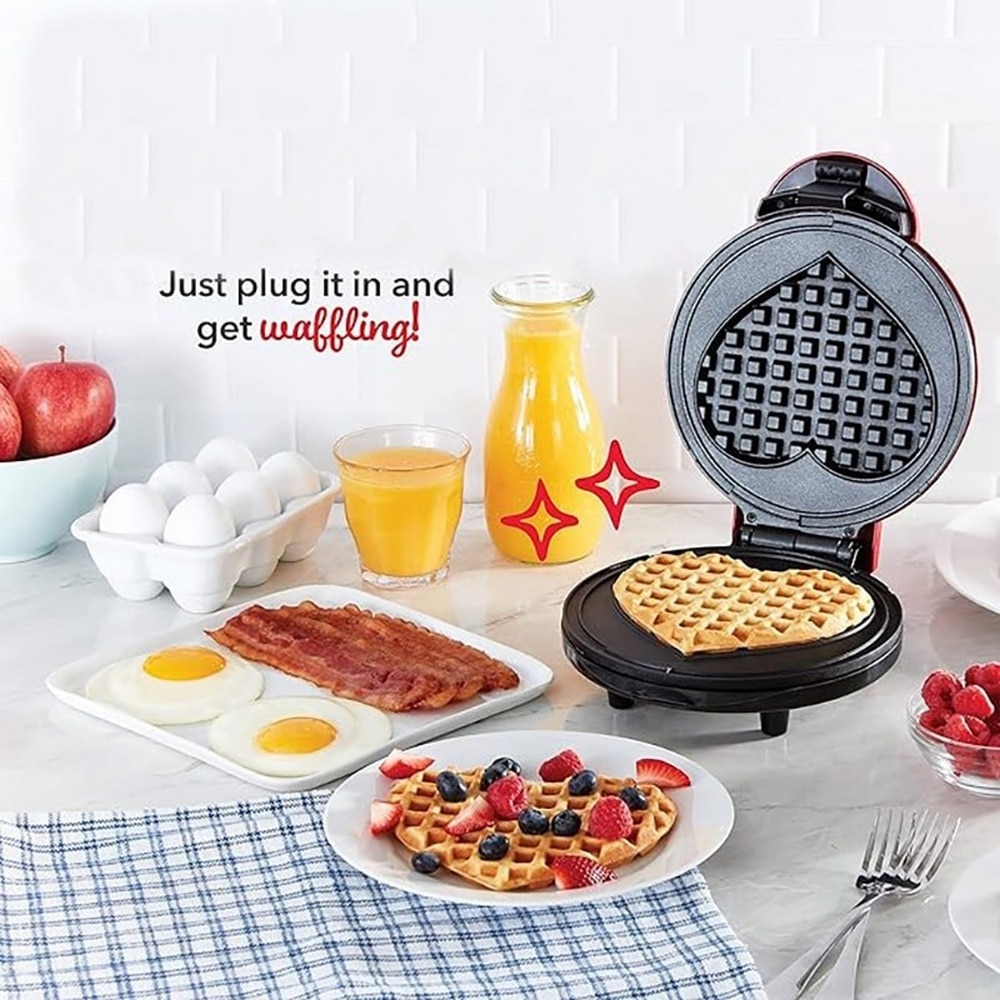 Aparat pentru preparat mini vafe-gofre in forma de INIMA 350W - eMAG.ro