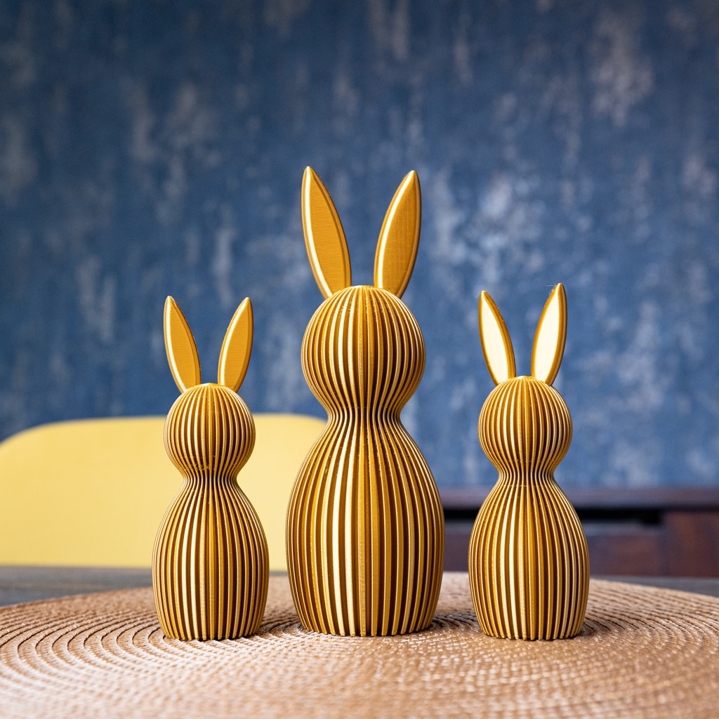 Iepure de paste decorativ, set 3 buc, auriu mare 20cm, auriu mediu 14 ...