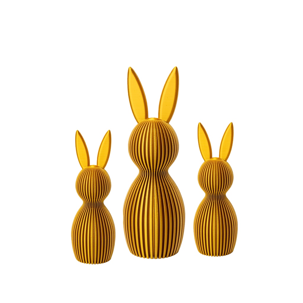 Iepure de paste decorativ, set 3 buc, auriu mare 20cm, auriu mediu 14 ...