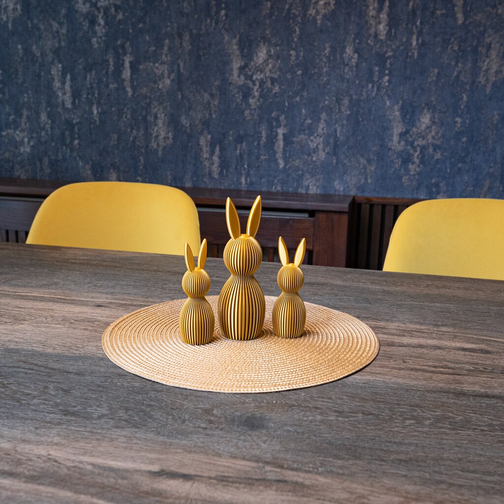 Iepure de paste decorativ, set 3 buc, auriu mare 20cm, auriu mediu 14 ...