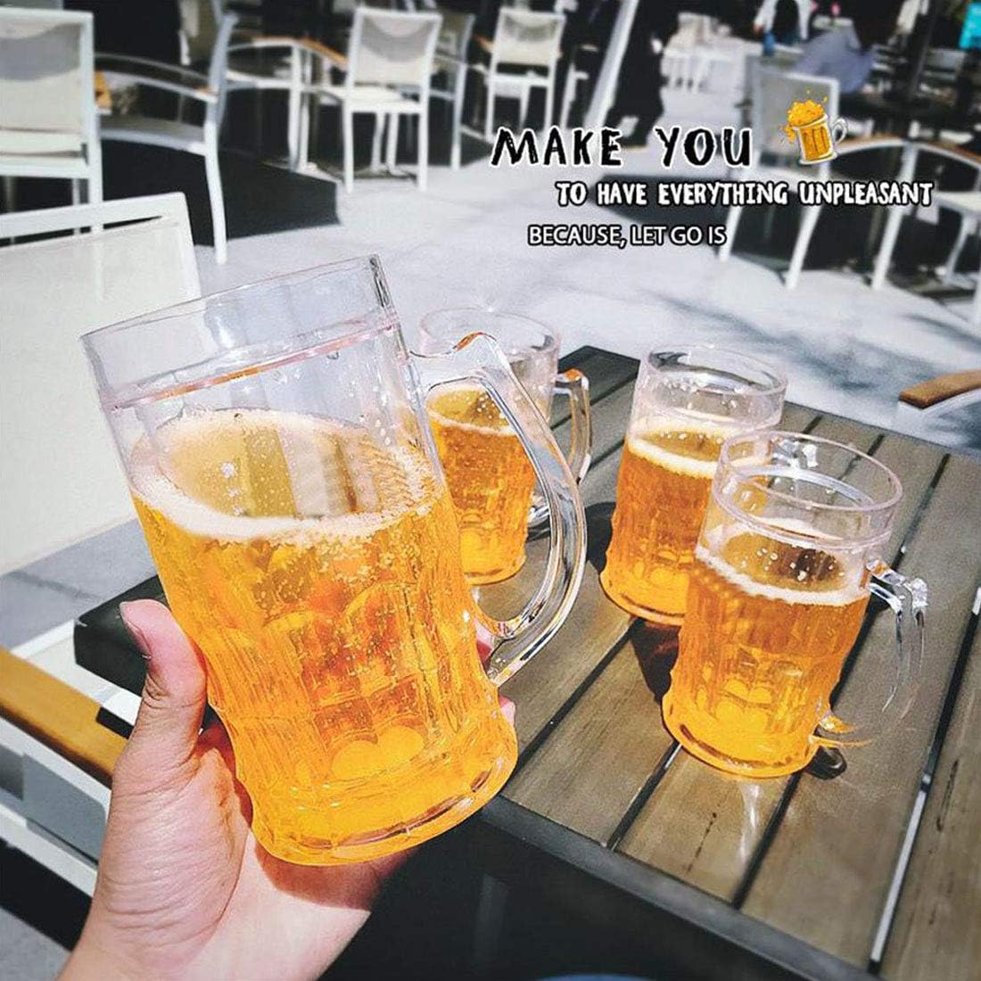 Halba frigorifica Fake Beer Mug, Perete dublu, 400 ml - eMAG.ro