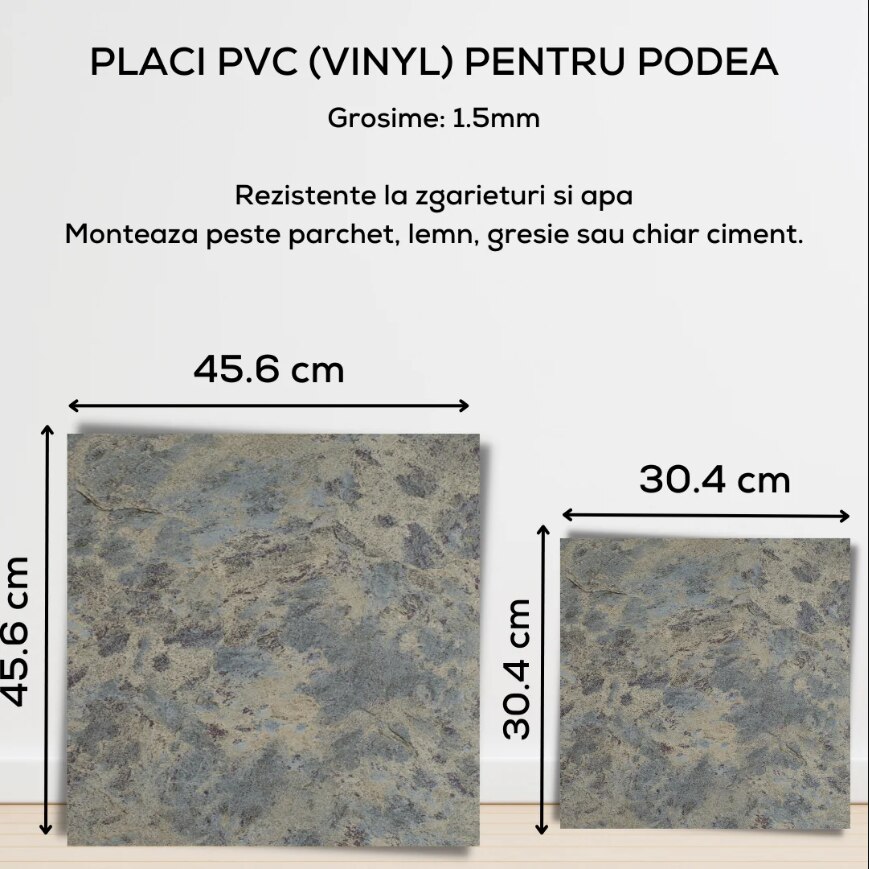 Set 54 x Placi PVC Podea Autoadezive Tip Marmura Tapetoo Home Decor ...