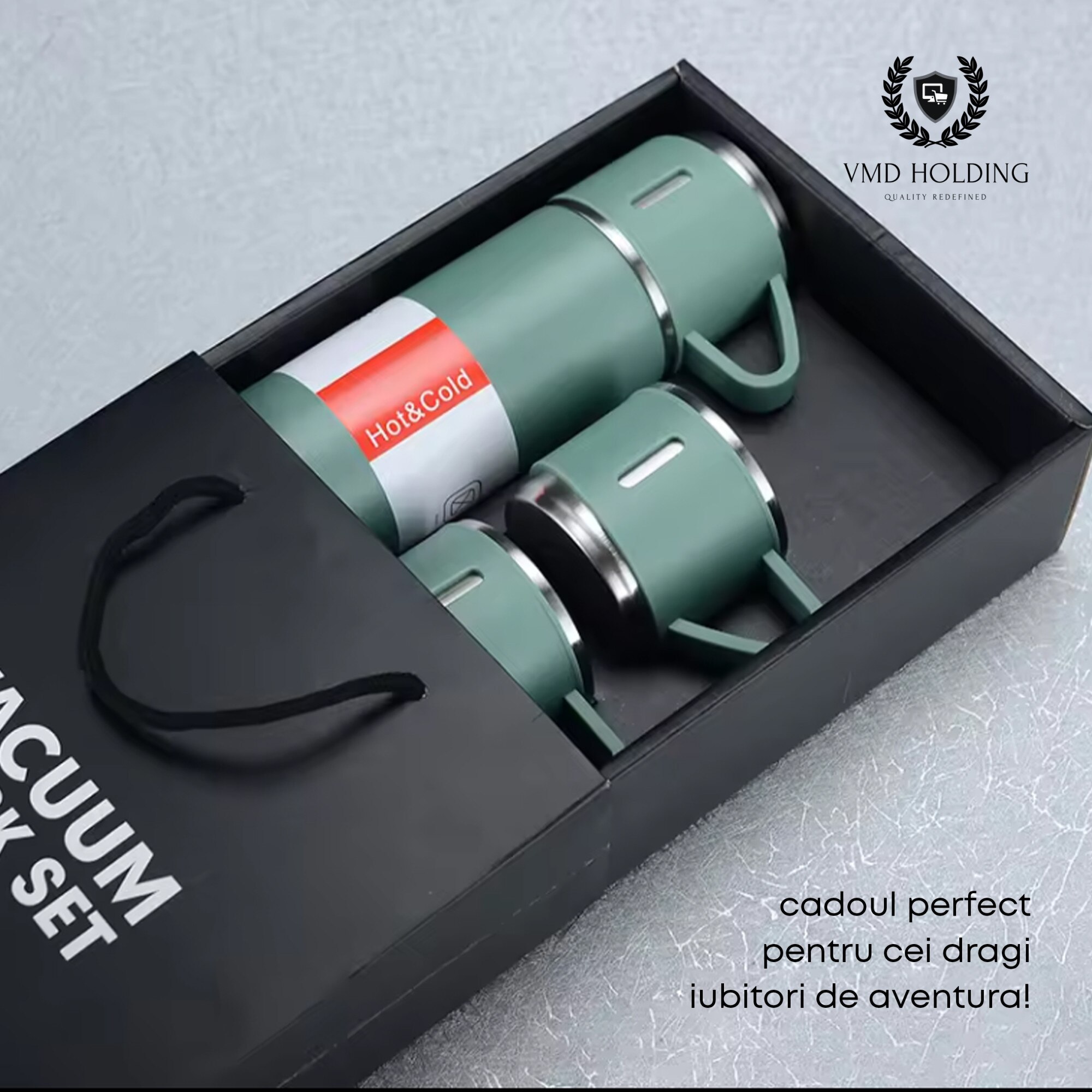Set Termos si 2 Cani Termice din Otel Inoxidabil 304, VMDIVE, pentru ...