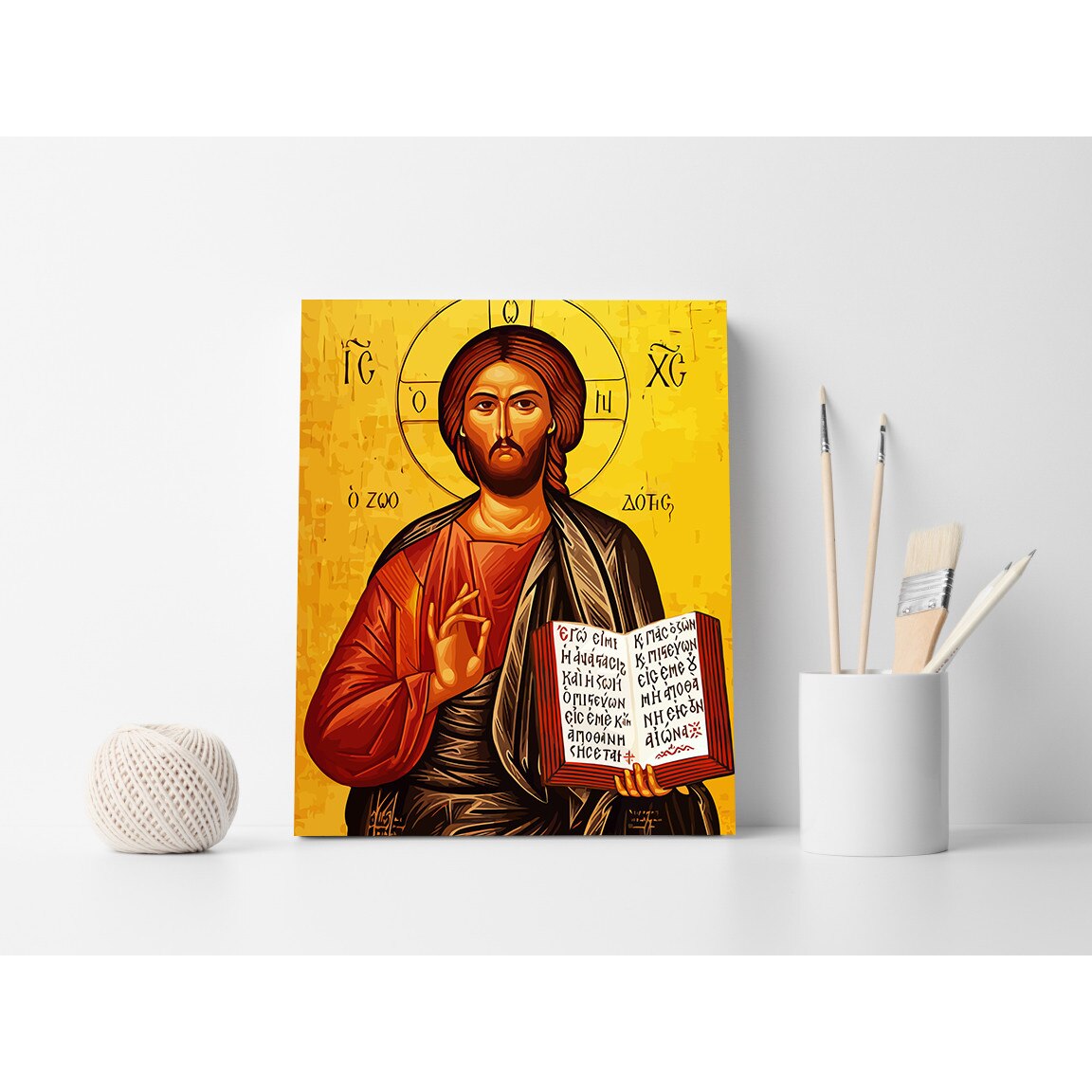 Set pictura pe numere Isus Hristos 4398, panza bumbac pe rama lemn ...