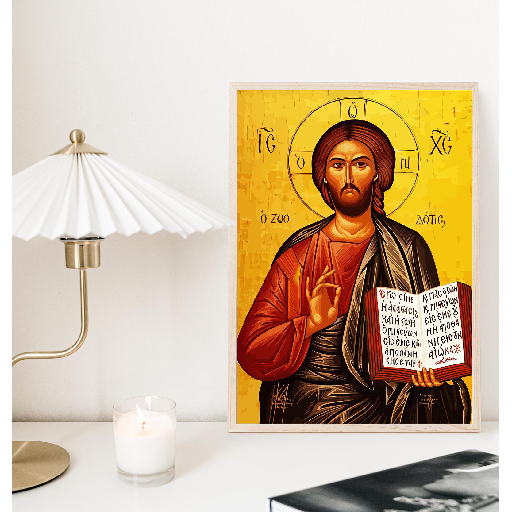 Set pictura pe numere Isus Hristos 4398, panza bumbac pe rama lemn ...