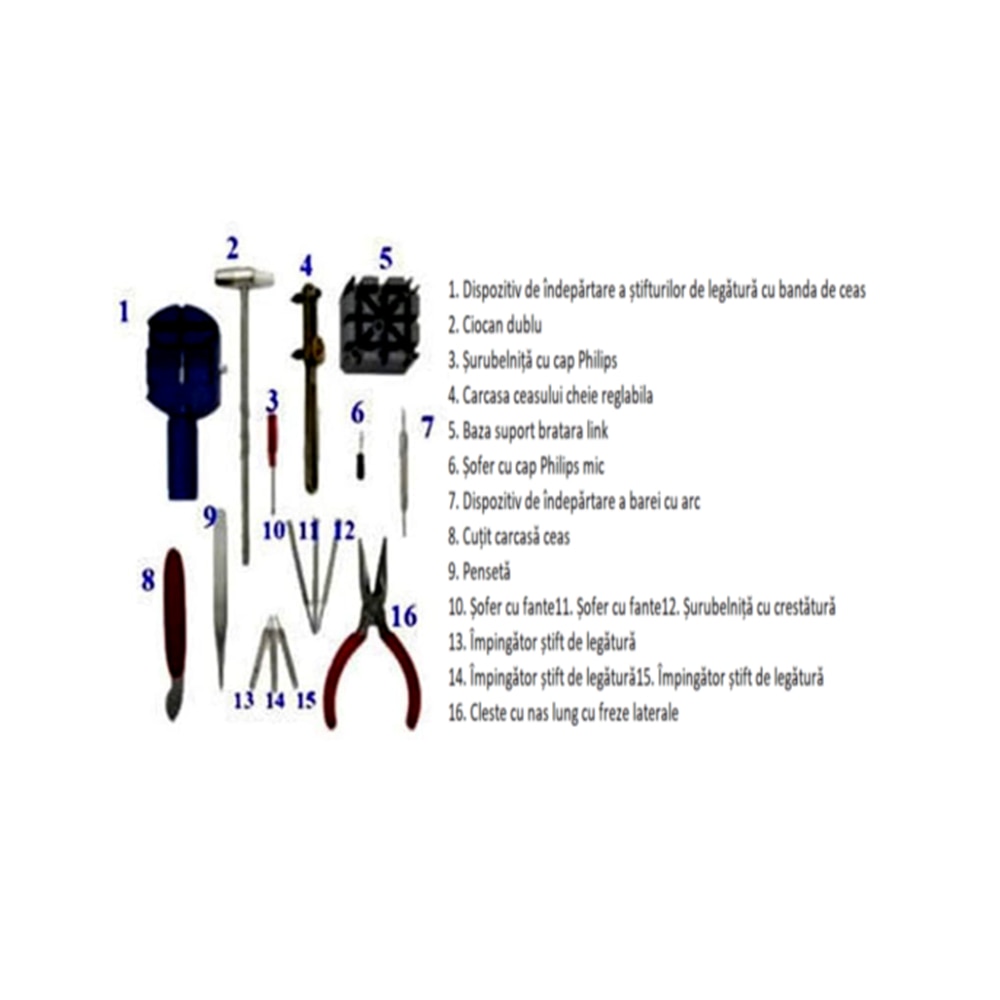 Kit de reparare si deschidere pentru ceasuri 16 buc. Instrumente ...