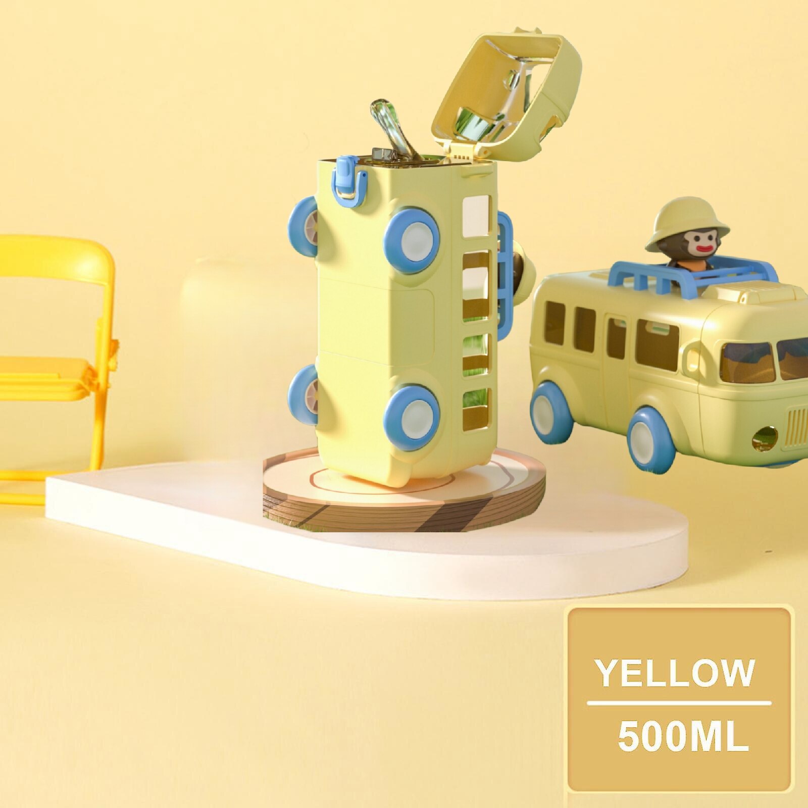 Sticluta de apa pentru copii, MOSMAOO®, in forma de autobuz cu roti ...