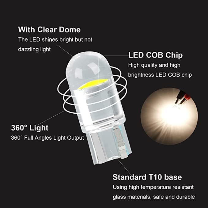 Set 10 becuri LED, DC12V / T10 / W5W, Lumina alba, pentru bord, lumini ...