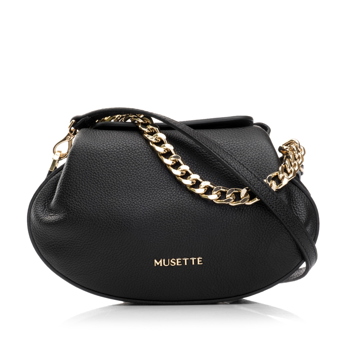 Geanta dama, Musette ZAIRA, Piele naturala, negru, 24 x 7 x 15 cm - eMAG.ro