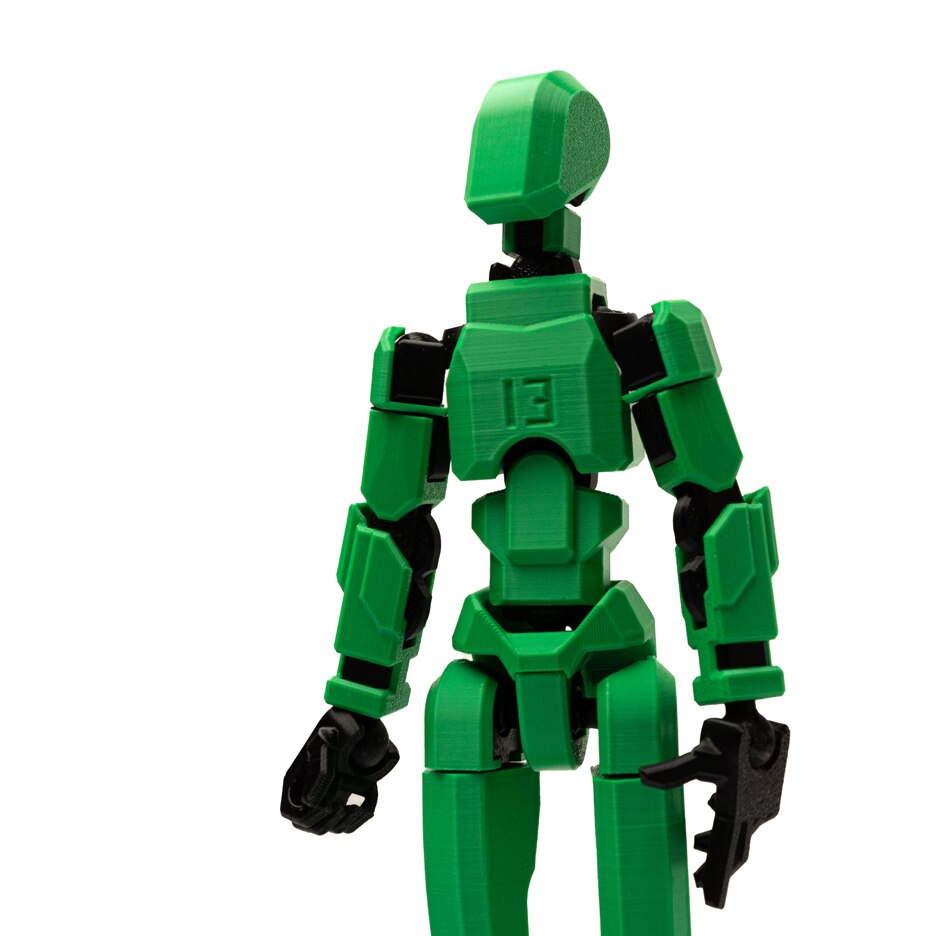 Robot jucarie cu articulatii R13, mediu, 16, 5cm, imprimat 3D, verde ...