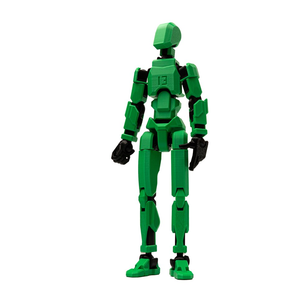 Robot jucarie cu articulatii R13, mediu, 16, 5cm, imprimat 3D, verde ...