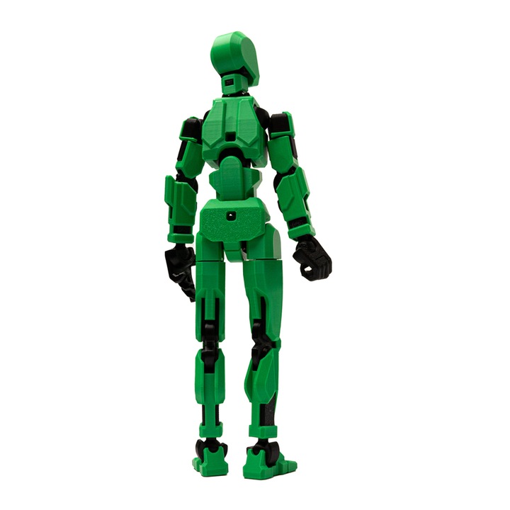 Robot jucarie cu articulatii R13, mediu, 16, 5cm, imprimat 3D, verde ...