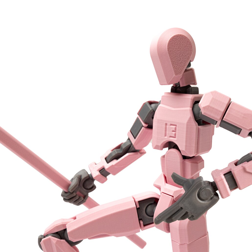 Robot jucarie cu articulatii R13m, mediu, 16, 5cm, imprimat 3D, roz ...