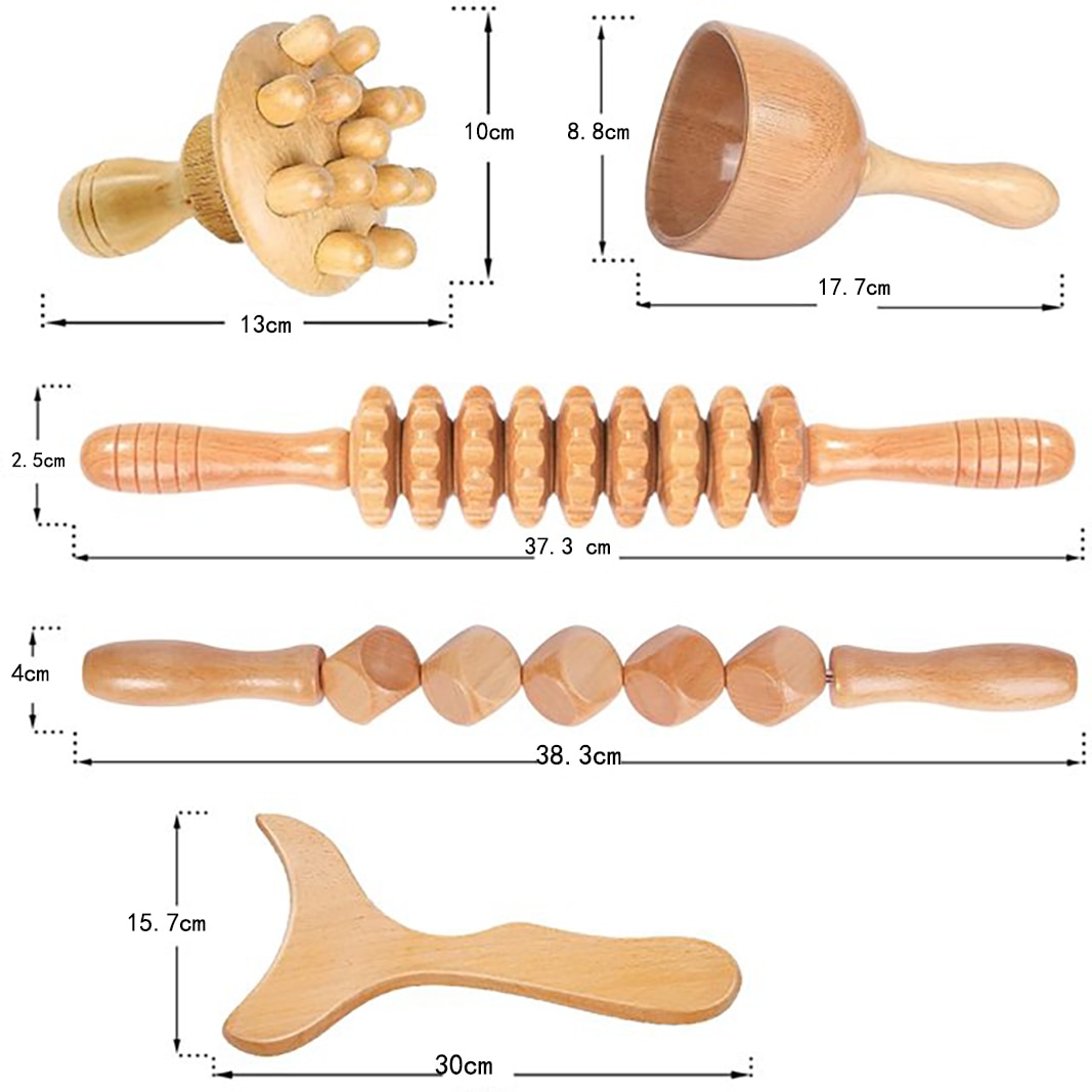 Set Aparate de Masaj OVERTANG, Terapie Lemn 5-in-1, Drenaj Limfatic ...