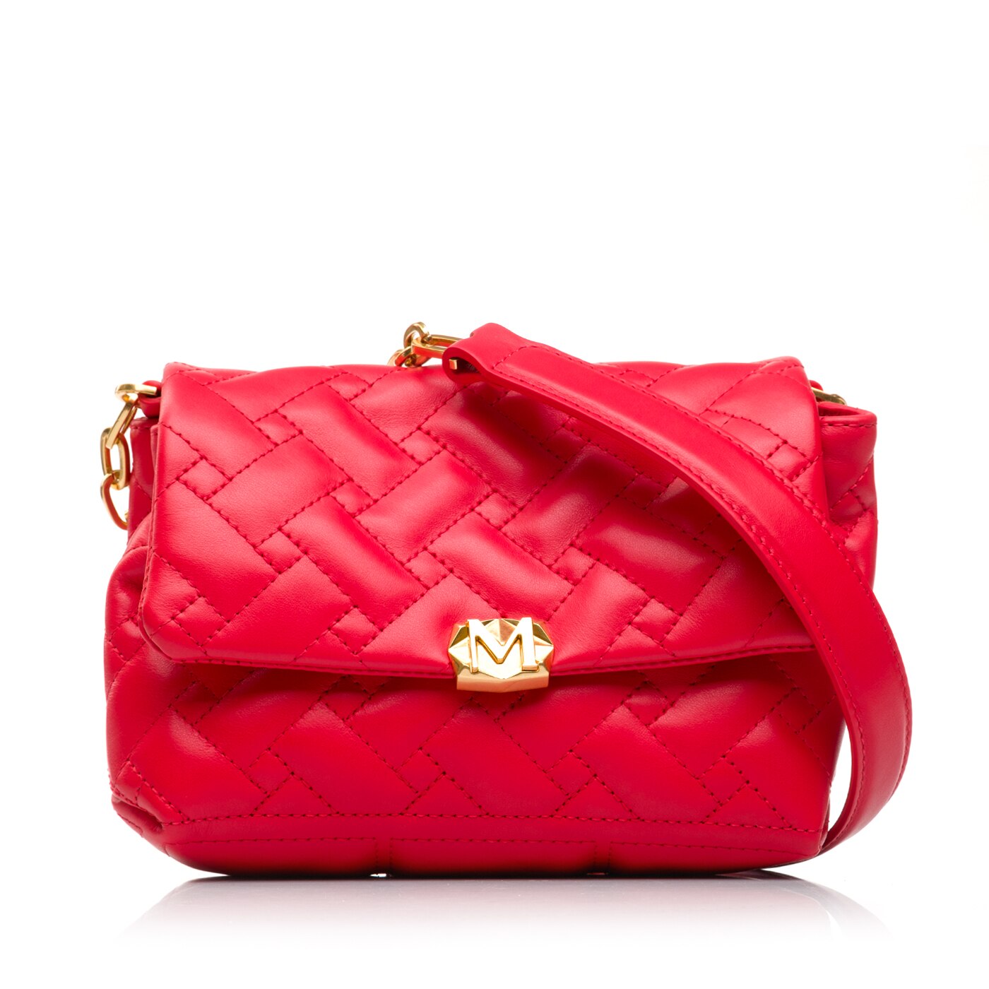 Geanta dama, Musette ELSA PM, Piele naturala, rosu, 40 x 30.5 x 13 cm ...