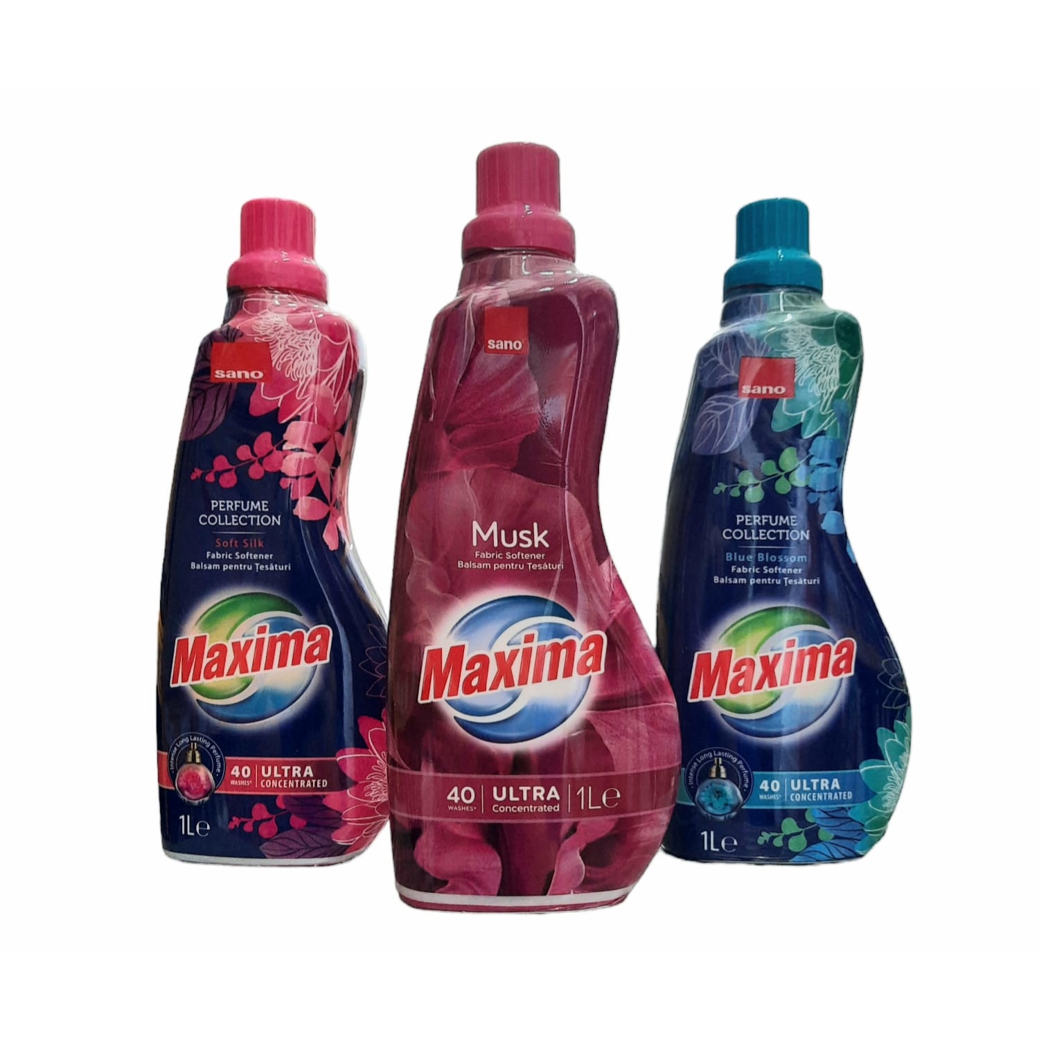 Pachet 3 x Balsam rufe Sano Maxima 1 L Blue Blossom, Soft Silk, Musk, 3 ...