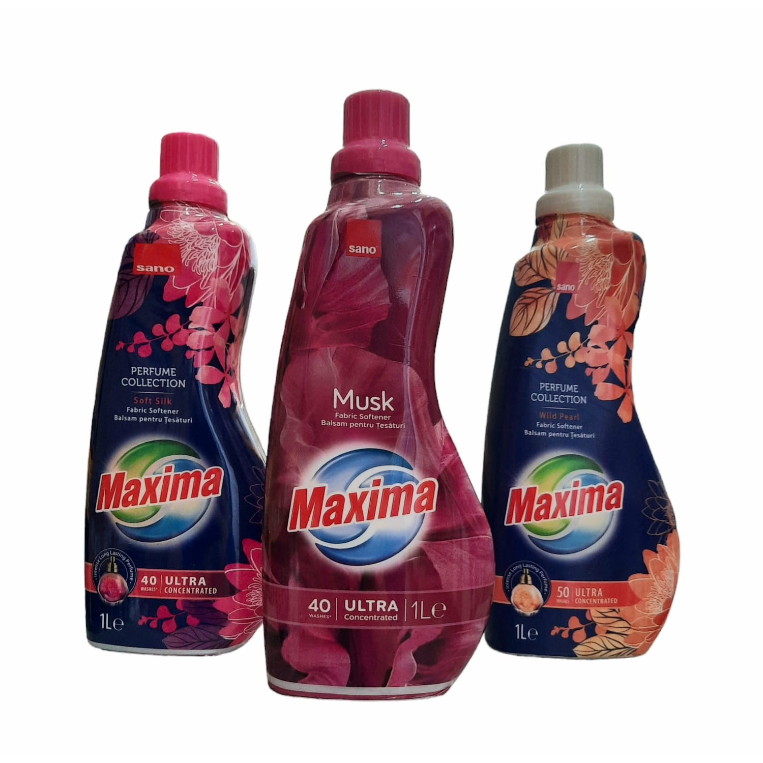 Pachet 3 x Balsam rufe Sano Maxima 1 L Wild Pearl, Soft Silk, Musk, 3 x ...