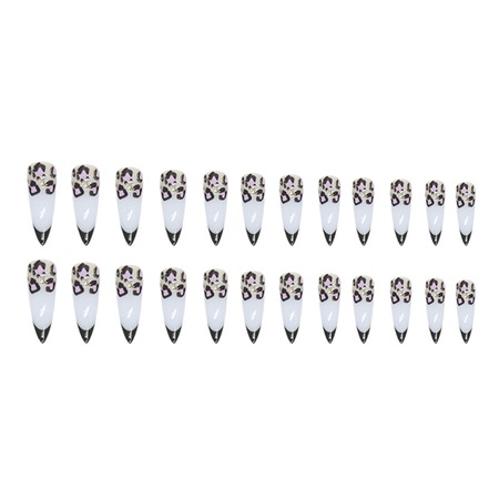 Set 24 Unghii False Press on, Imprimare Leopard, Alb|Multicolor, Tips ...