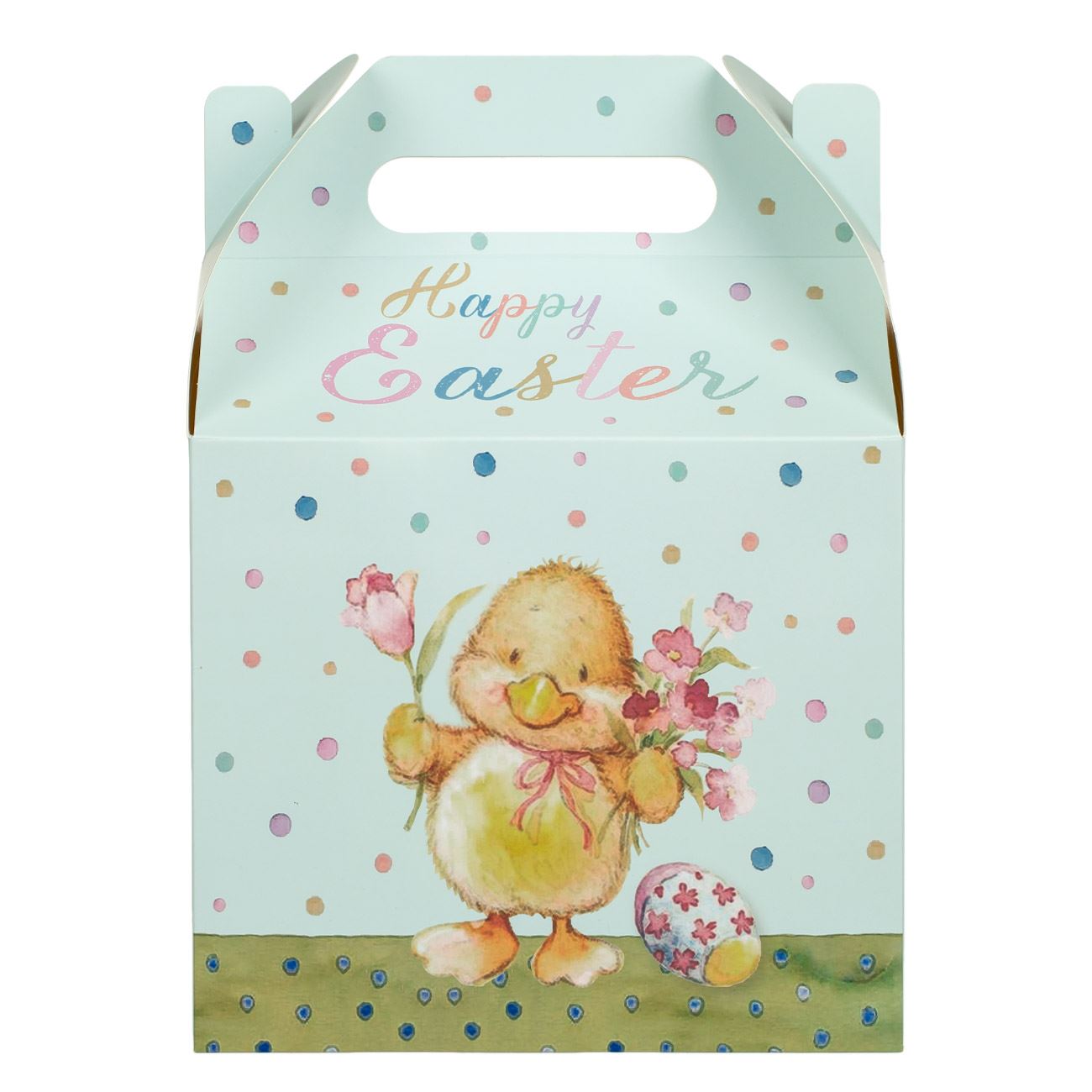 Cutie de ambalaj din hartie, cu maner, de culoare verde cu model de ...